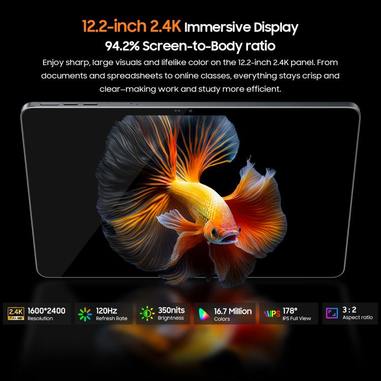 Etoren.com | Blackview MEGA 12 12.2 inch 5G 256GB Grey (12GB RAM)- Full tablet specifications